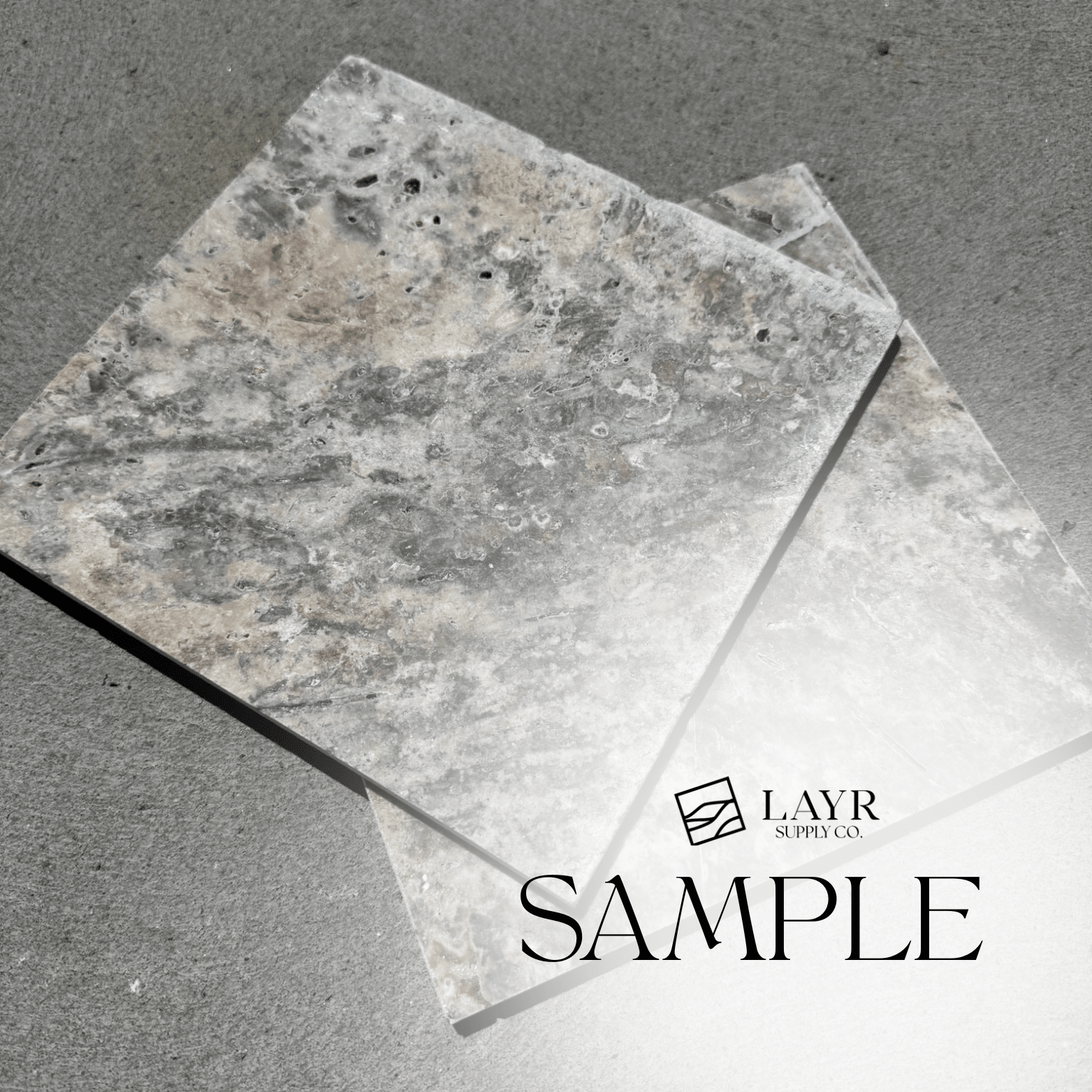 Sample – Silver Travertine Tile & Paver – LAYR Supply Co.